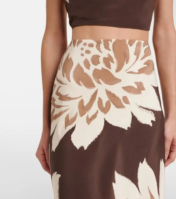 SIR. Floral Silk Satin Maxi Skirt