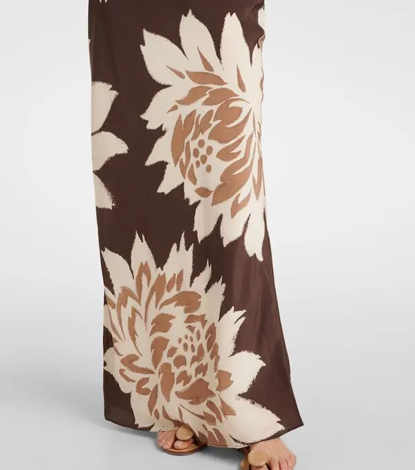 SIR. Floral Silk Satin Maxi Skirt