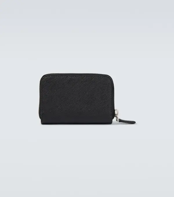 Prada Logo Saffiano Leather Coin Purse - Black