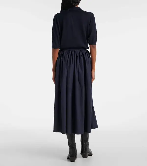 Gabriela Hearst Chiara Cotton Midi Skirt - Blue