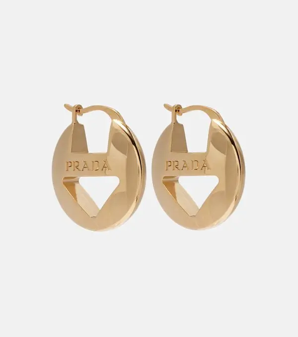 Prada Cutout Logo Earrings - Gold