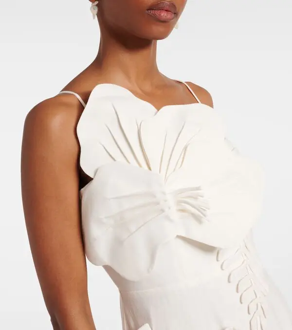 Farm Rio Linen Blend Garden Sleeveless Floral Appliqu Midi Dress - White -  20% Off | Editorialist