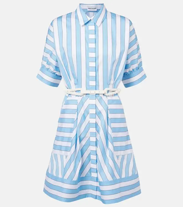 Rebecca Vallance Nilah Striped Cotton Minidress - Blue