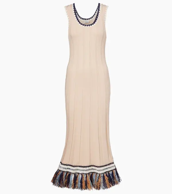 Simkhai Julianna Cotton And Cashmere Midi Dress - Beige