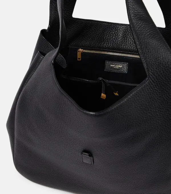 Saint Laurent Le 5 À 7 Bea Leather Tote Bag - Black