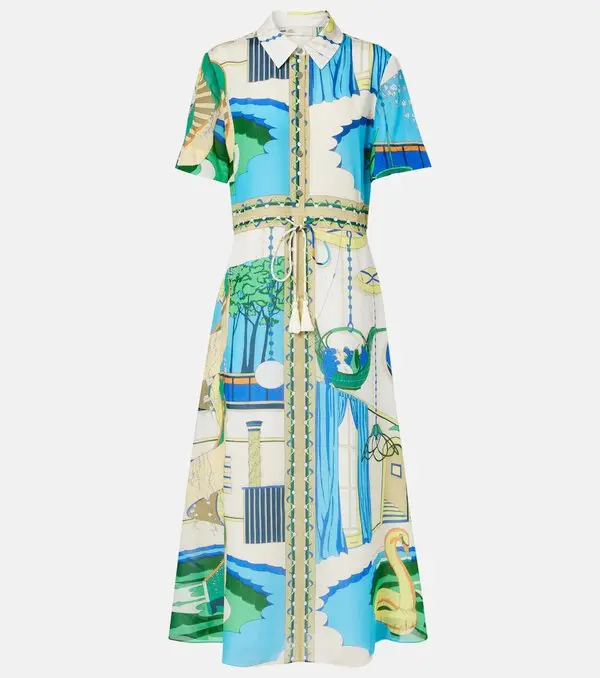 Tory Burch Printed Silk And Cotton Shirt Dress