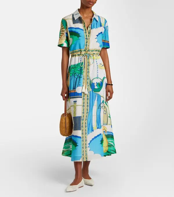 Tory Burch Printed Silk And Cotton Shirt Dress