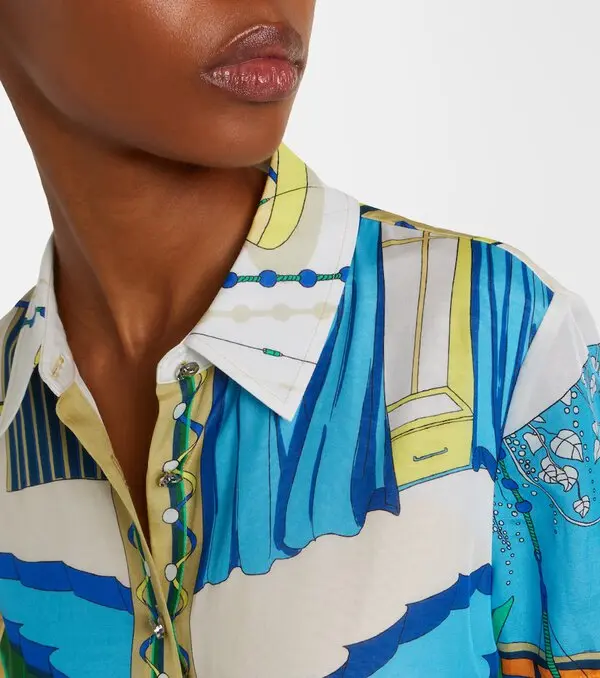 Tory Burch Printed Silk And Cotton Shirt Dress