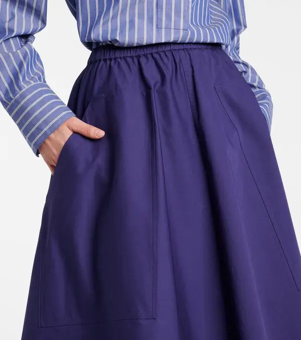 Vince High-rise Cotton Midi Skirt - Blue