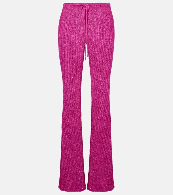 BANANHOT Liz Knitted Sequined Flared Pants