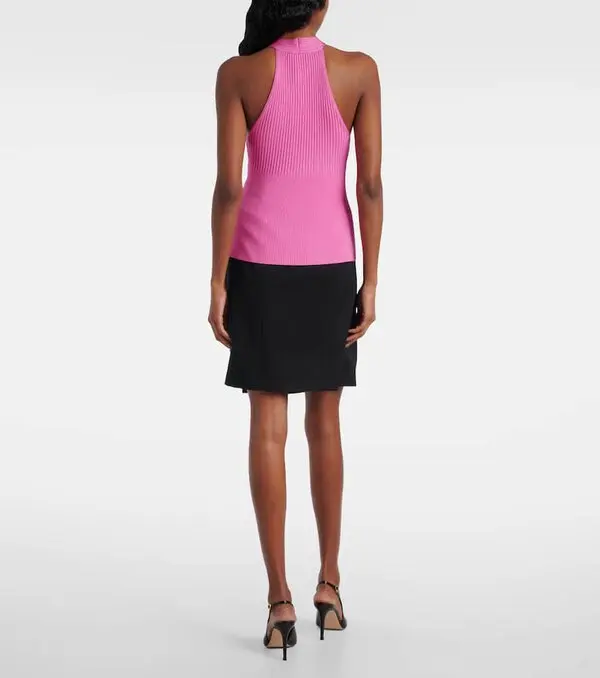 Simkhai Andrea Ribbed-knit Halterneck Top - Pink