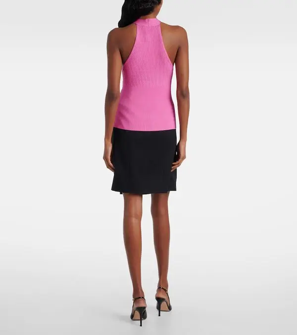 Simkhai Andrea Ribbed-knit Halterneck Top - Pink