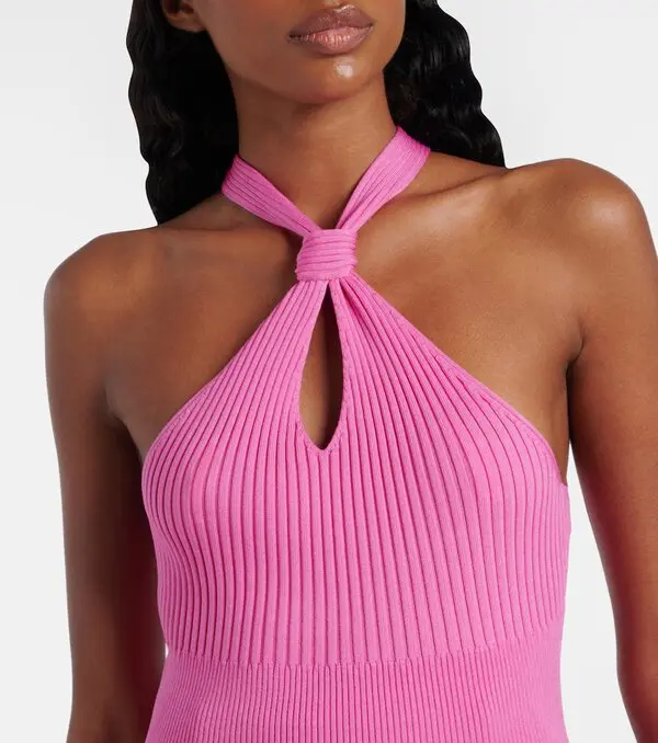 Simkhai Andrea Ribbed-knit Halterneck Top - Pink