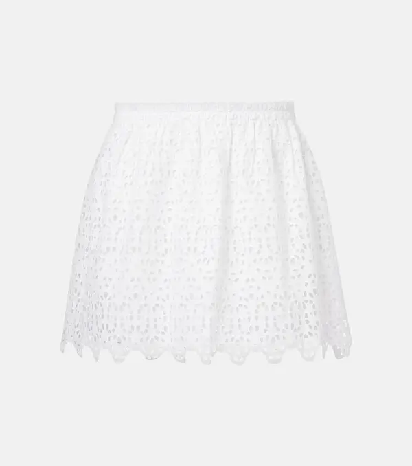 FRAME The Deco Embroidered Cotton Miniskirt - White