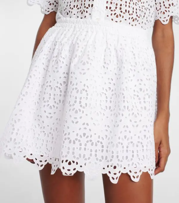 FRAME The Deco Embroidered Cotton Miniskirt