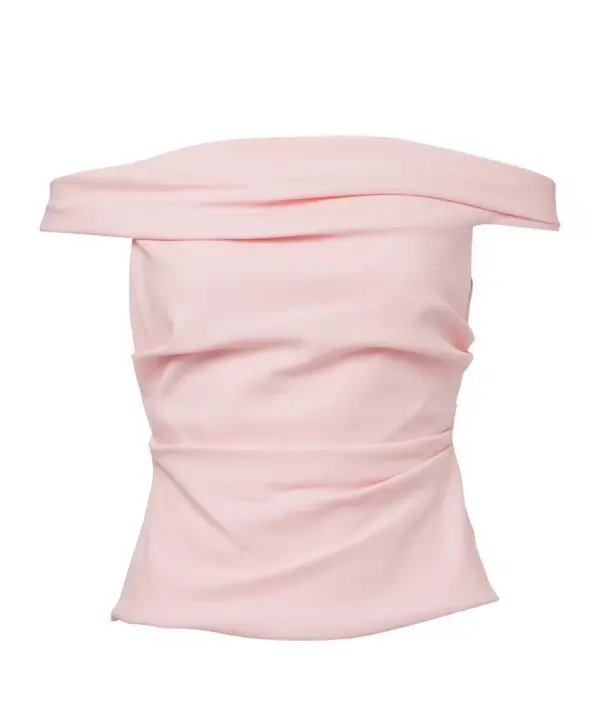 THE SEI Draped Off-shoulder Crêpe Corset - Pink