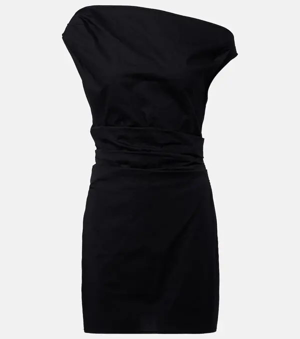 Staud Phare Ruched Cotton Poplin Minidress - Black