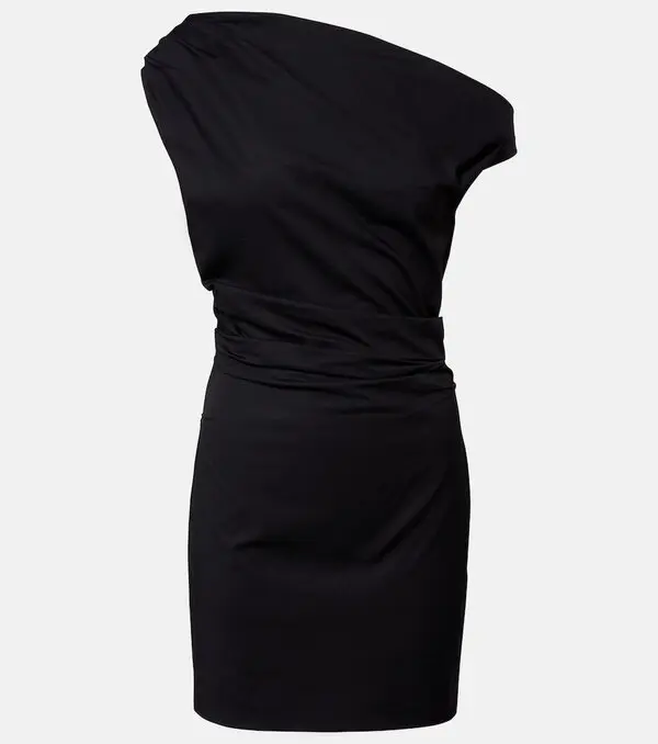 Staud Phare Ruched Cotton Poplin Minidress - Black