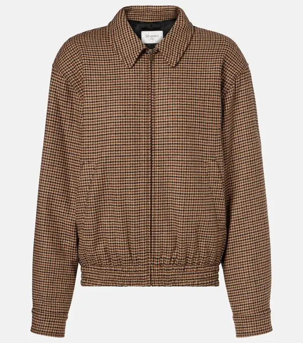 Saint Laurent Houndstooth Padded Jacket - Brown