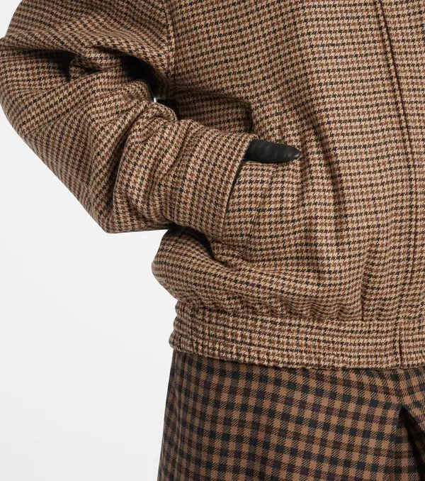 Saint Laurent Houndstooth Padded Jacket - Brown