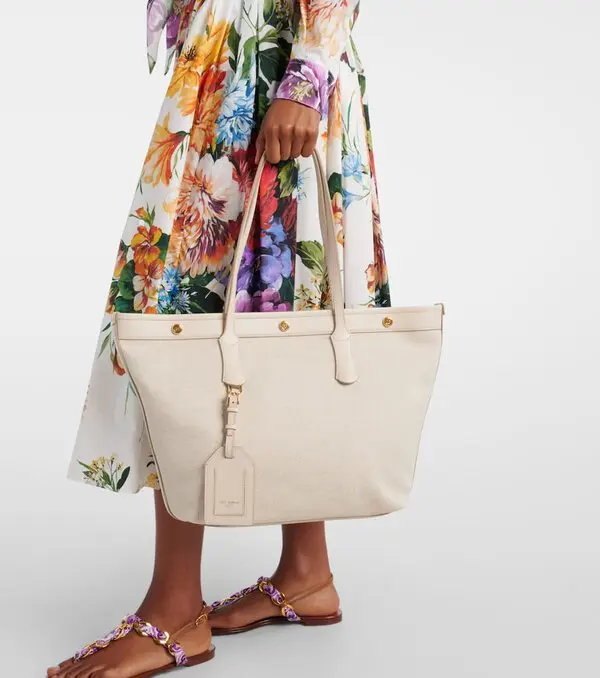 Dolce & Gabbana Canvas And Leather Tote Bag - Beige