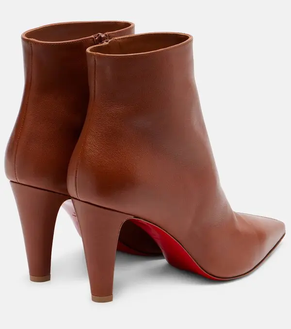 CHRISTIAN LOUBOUTIN Vibella 85 Leather Ankle Boots - Brown