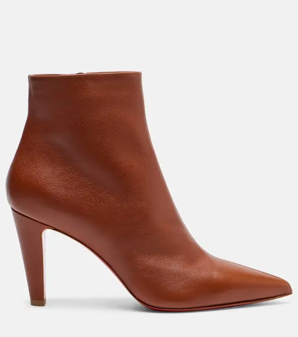 CHRISTIAN LOUBOUTIN Vibella 85 Leather Ankle Boots - Brown