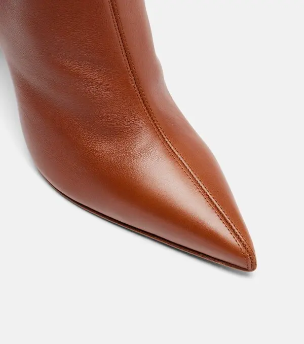 CHRISTIAN LOUBOUTIN Vibella 85 Leather Ankle Boots - Brown