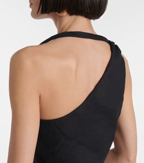 SIR. Affogato Asymmetric Linen Mini Dress - Black