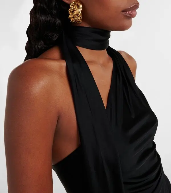 TOM FORD One-shoulder Jersey Gown With Scarf Detail - Black