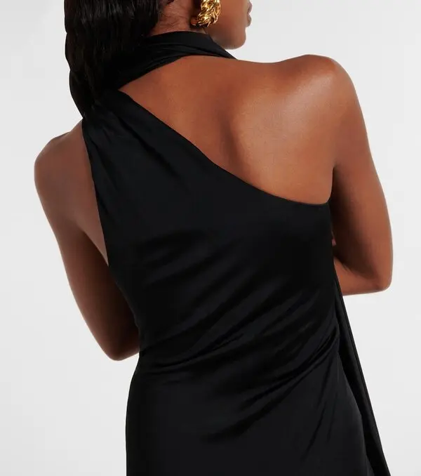 TOM FORD One-shoulder Jersey Gown With Scarf Detail - Black