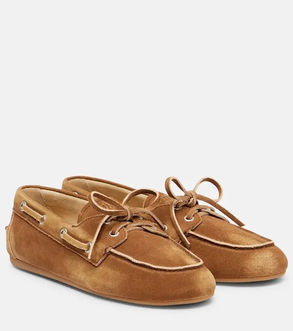 Miu Miu Suede Boat Shoes - Brown