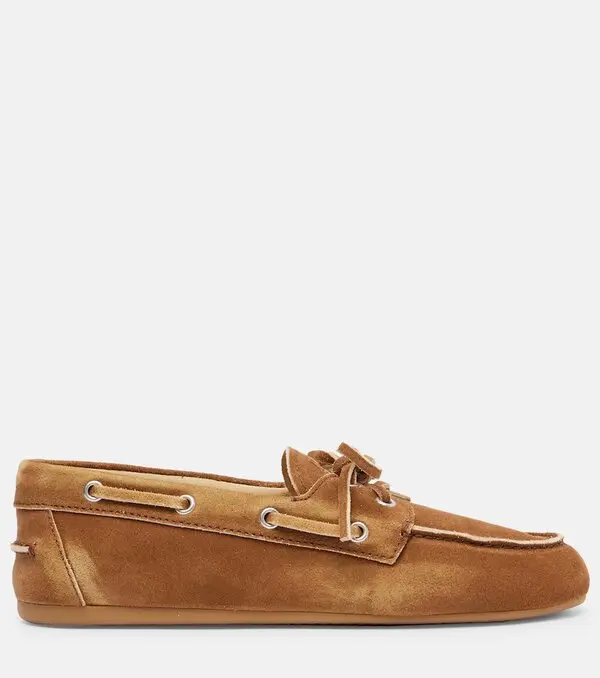 Miu Miu Suede Boat Shoes - Brown