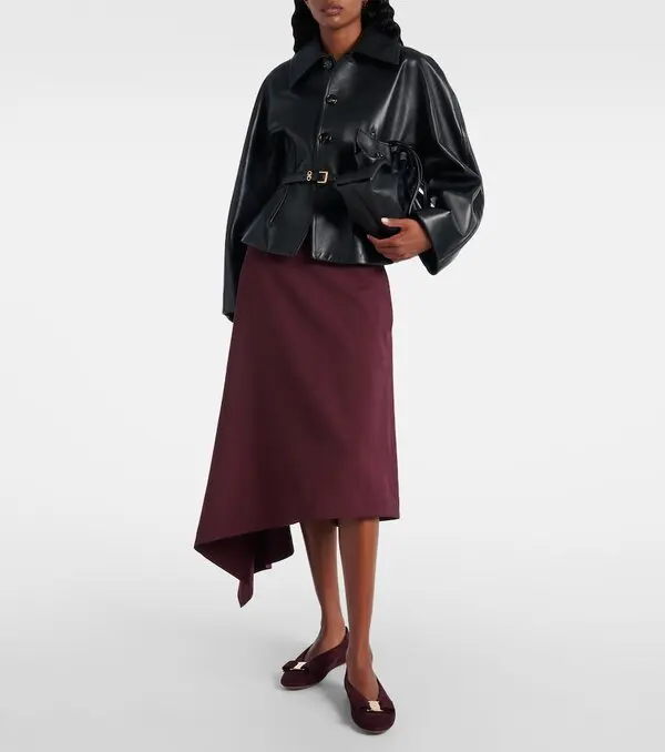 FERRAGAMO Vanna Suede Ballet Flats - Burgundy