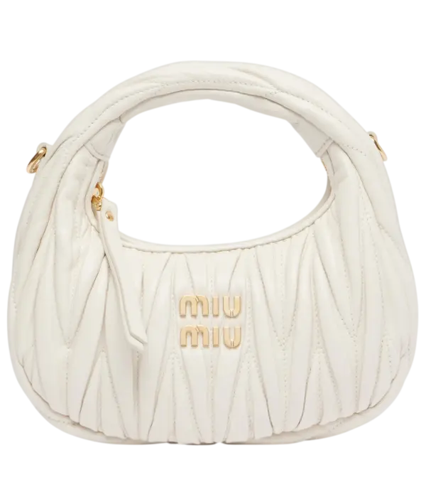 Miu Miu Wander Mini Matelassé Leather Shoulder Bag - White