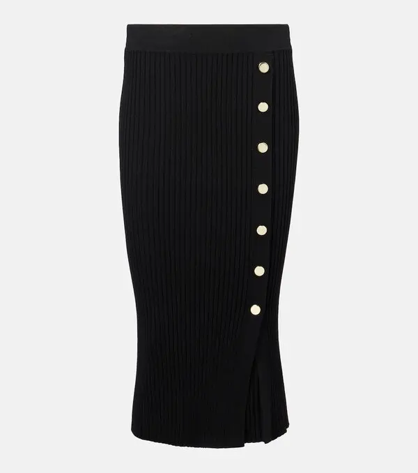 Veronica Beard Tanner Ribbed Button-detailed Pencil Skirt