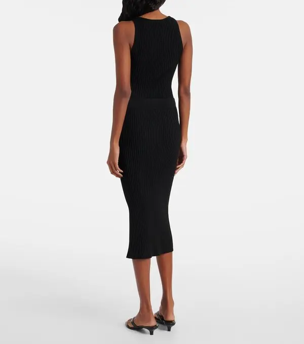 Veronica Beard Tanner Ribbed Button-detailed Pencil Skirt