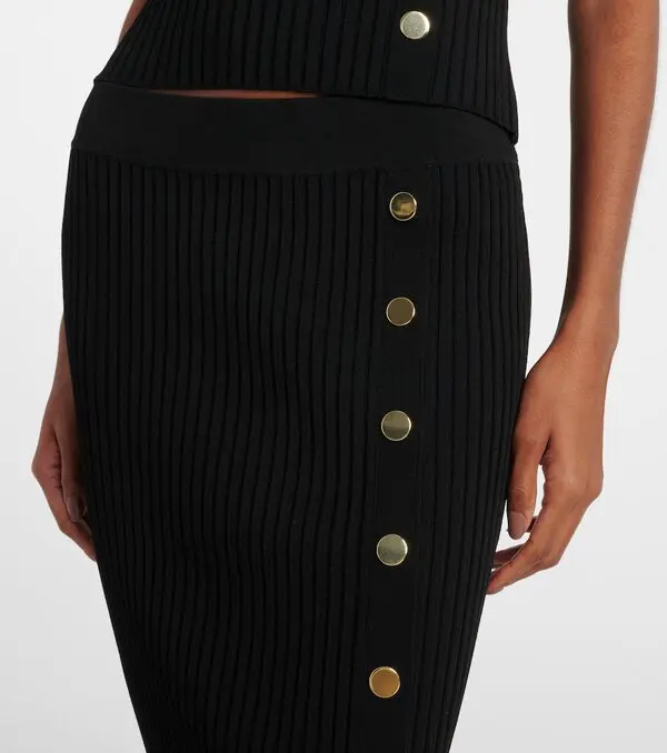 Veronica Beard Tanner Ribbed Button-detailed Pencil Skirt