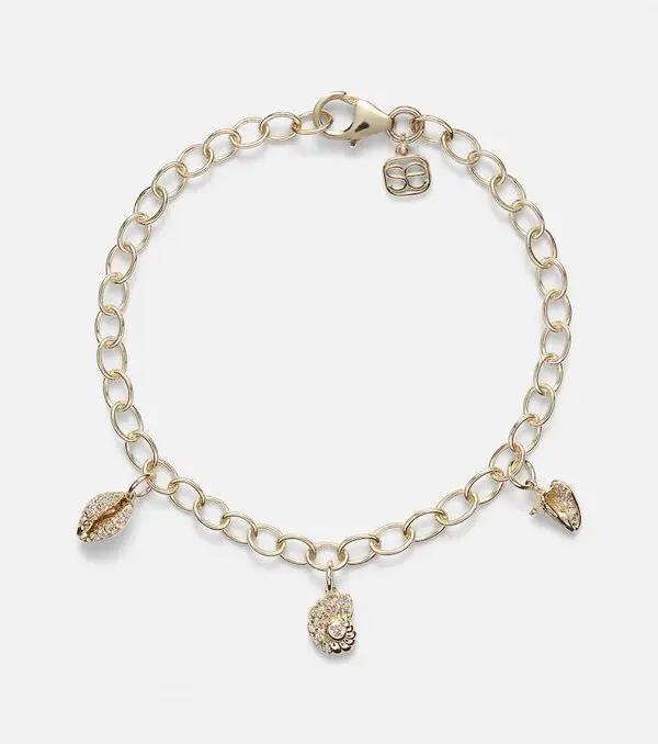 SYDNEY EVAN 14kt Charm Bracelet With Diamonds - Gold