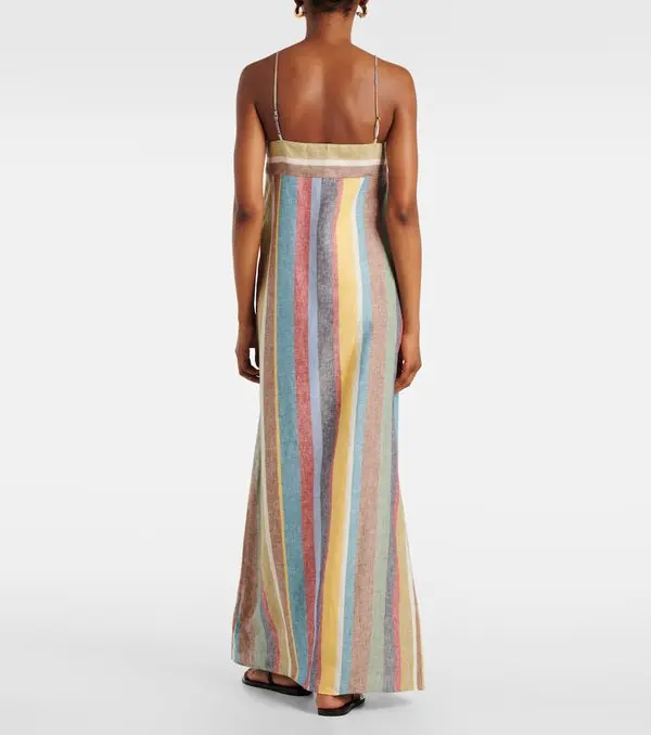 Staud Laura Striped Linen Maxi Dress