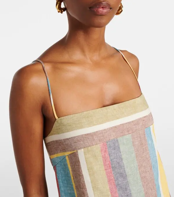 Staud Laura Striped Linen Maxi Dress