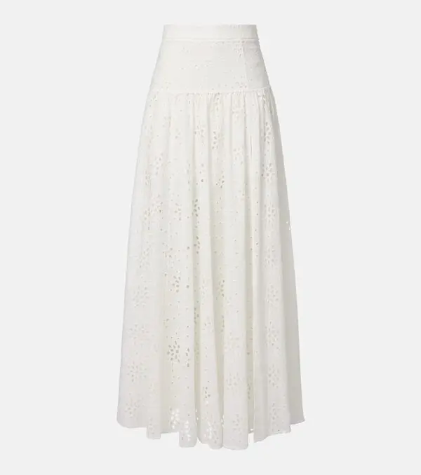 ALEXANDRA MIRO Serena Broderie Anglaise Cotton Maxi Skirt - White