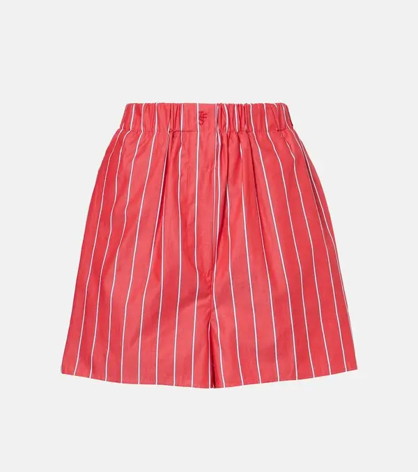 THE FRANKIE SHOP Lui Striped Cotton Poplin Shorts - Red