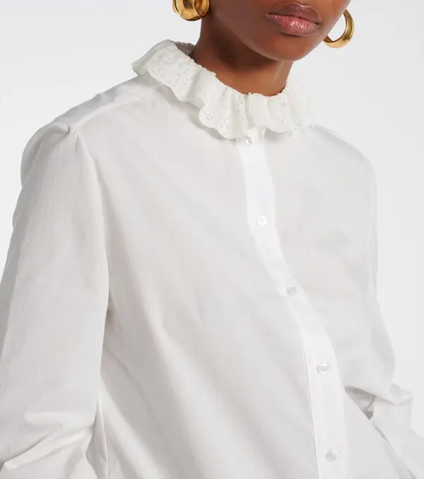 Saint Laurent Lace-trimmed Cotton Poplin Blouse