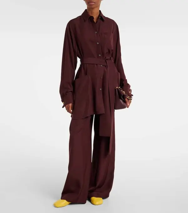Loewe Pleated Silk Straight Pants