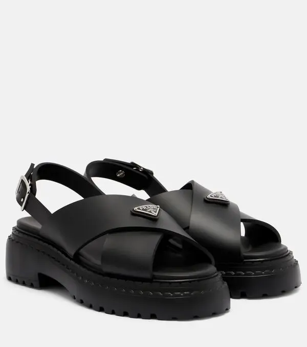 Prada Logo Rubber Platform Sandals