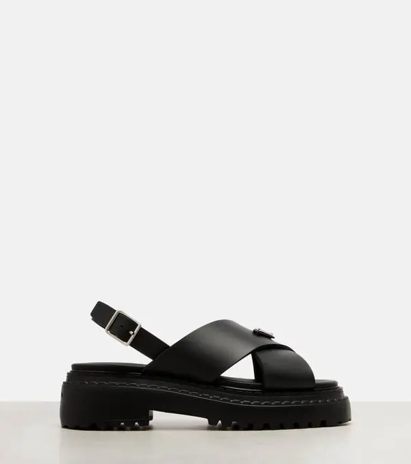 Prada Logo Rubber Platform Sandals