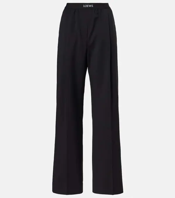 Loewe Logo Wool Mid-rise Straight Pants