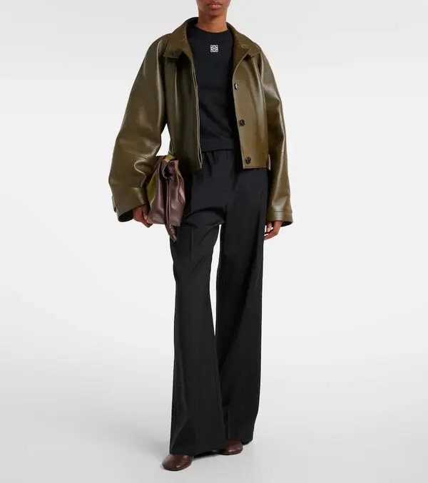 Loewe Logo Wool Mid-rise Straight Pants