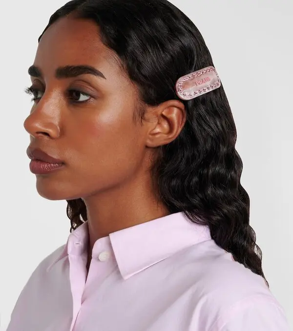Prada Logo Crystal-embellished Barrette